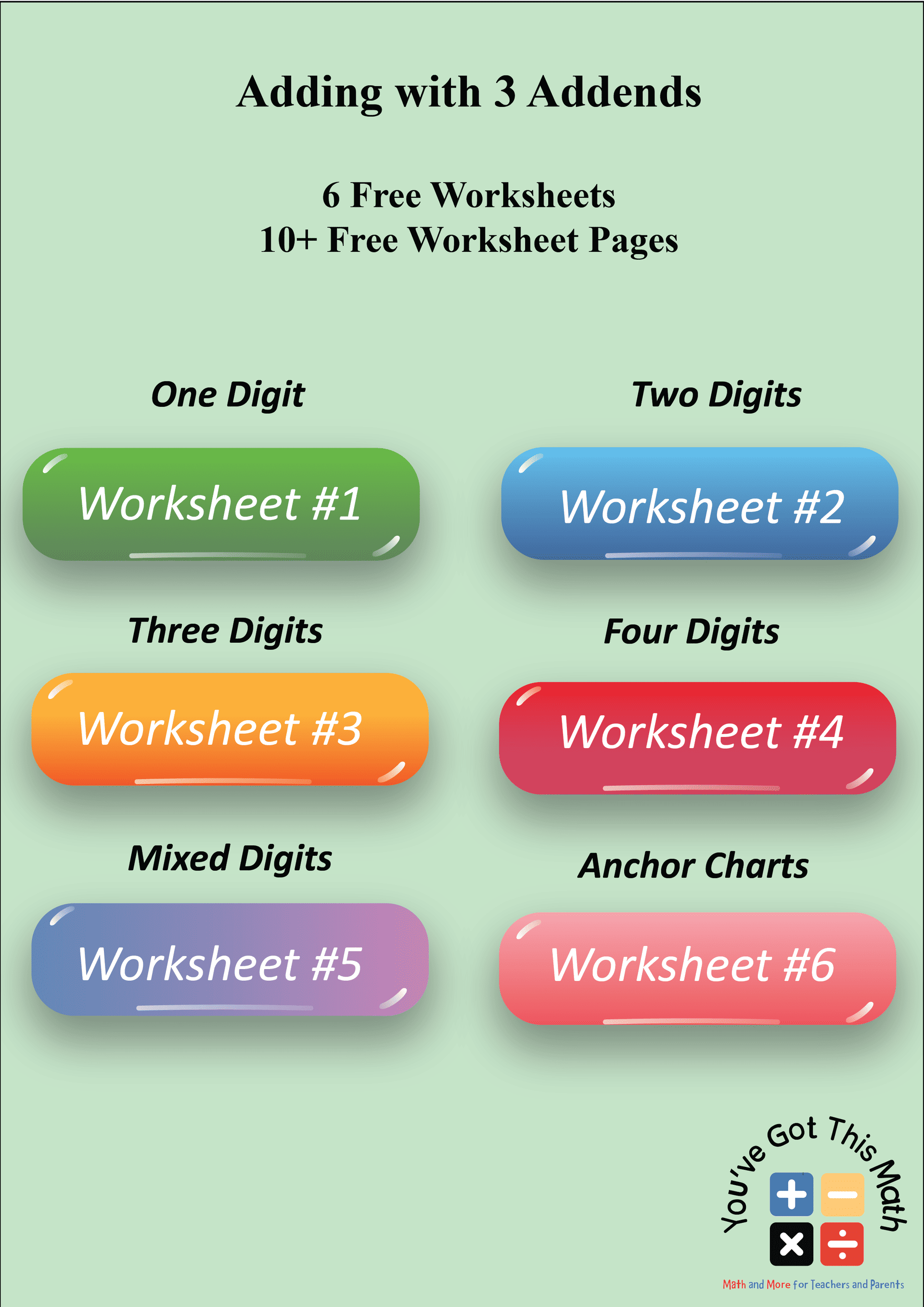 Adding With 3 Addends Math Games Free Printable