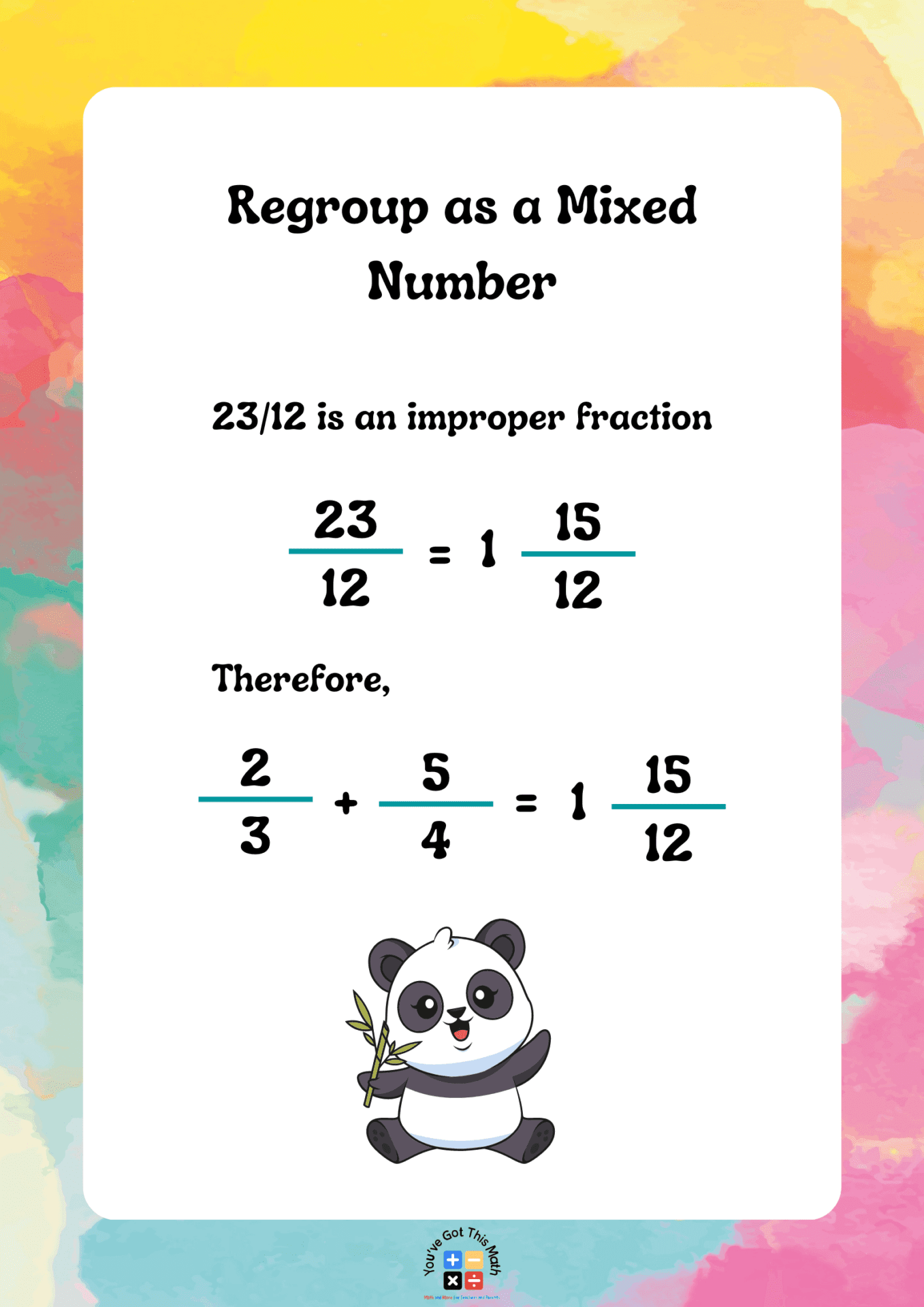 6 Free Adding and Subtracting Fractions with Regrouping Worksheet