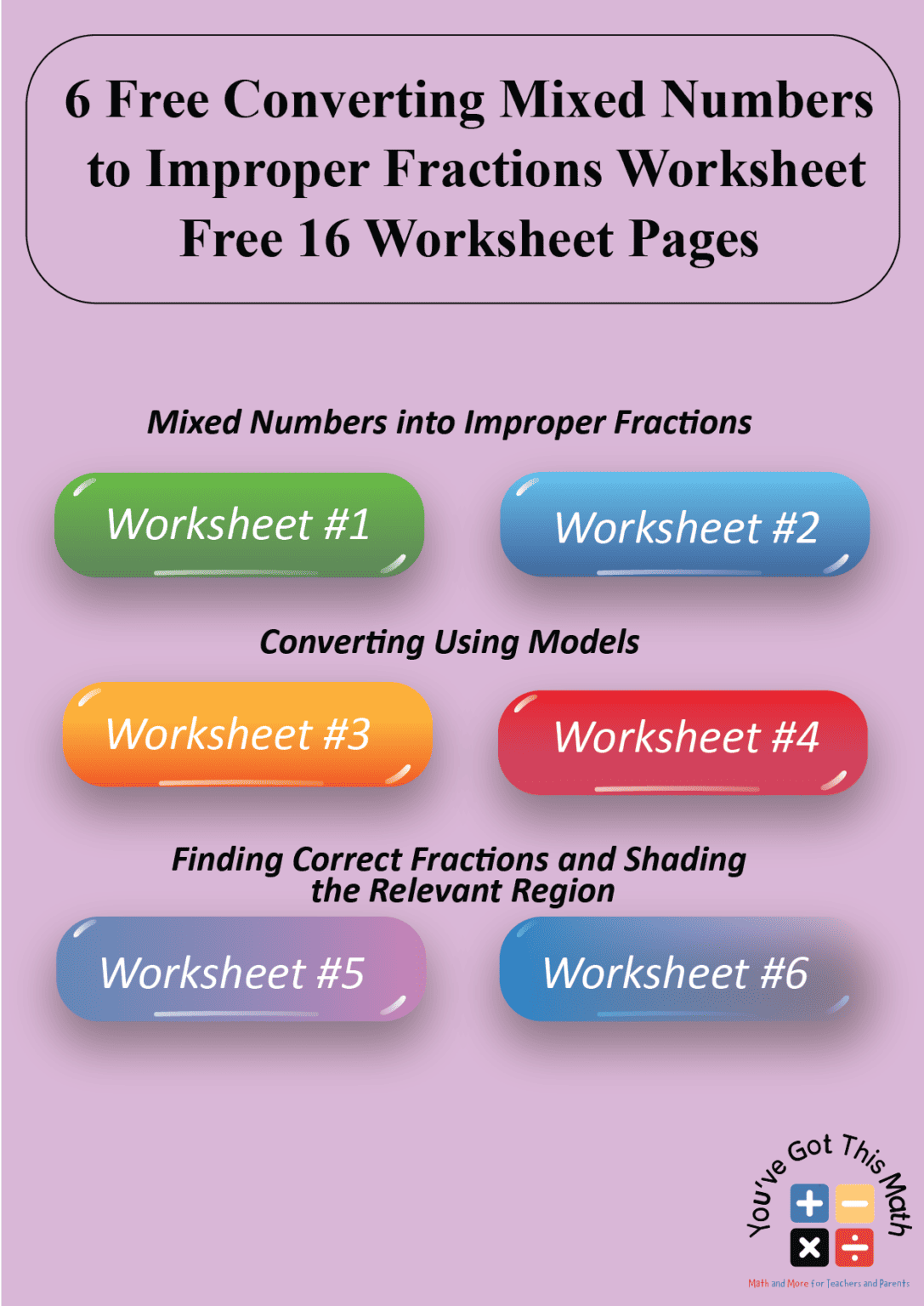 6 Free Converting Mixed Numbers to Improper Fractions Worksheet