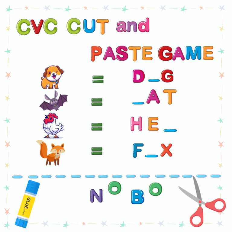 CVC Cut and Paste | 2 Fun Games | Free Printables