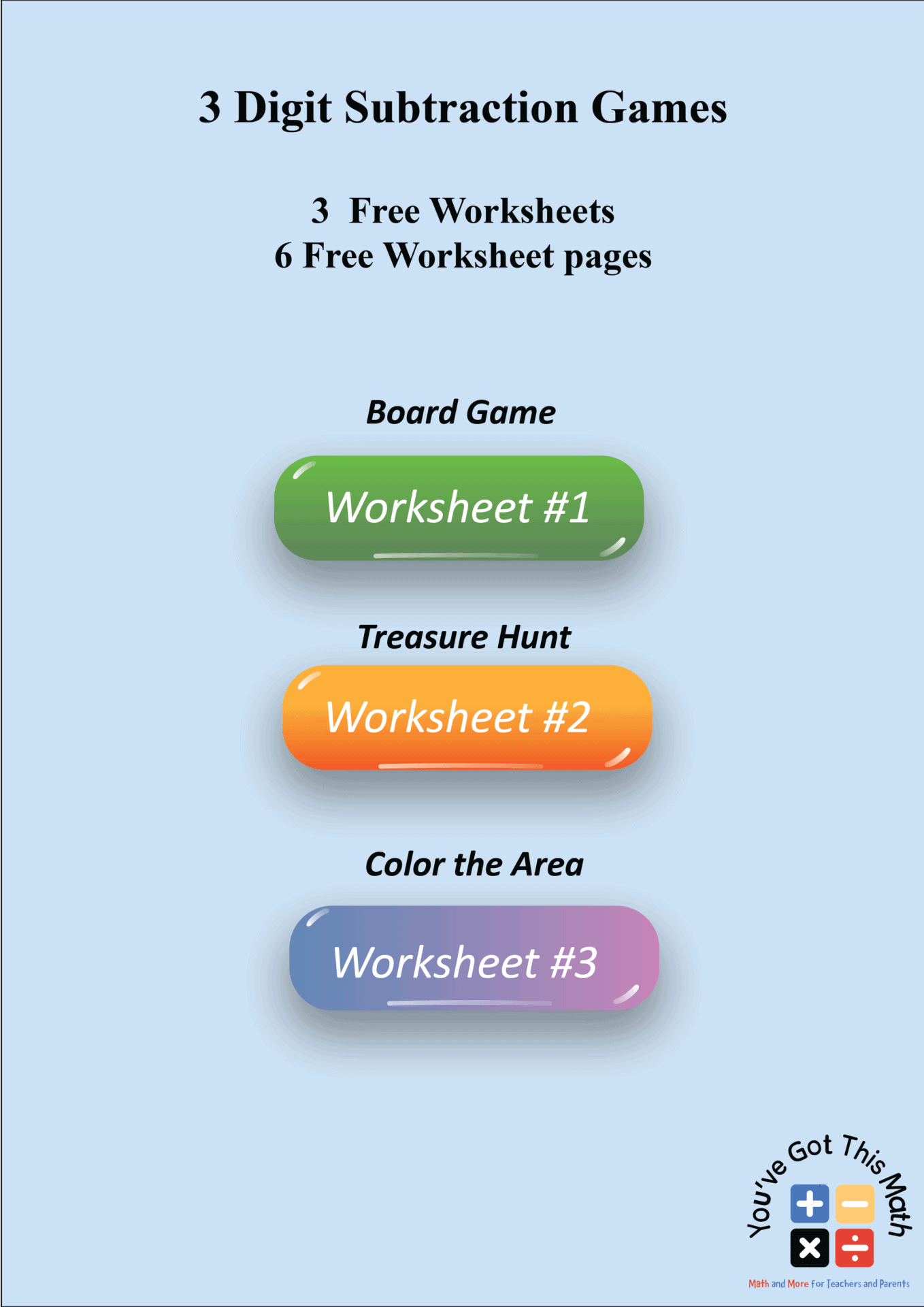 3 Digit Subtraction Games | Free Worksheets