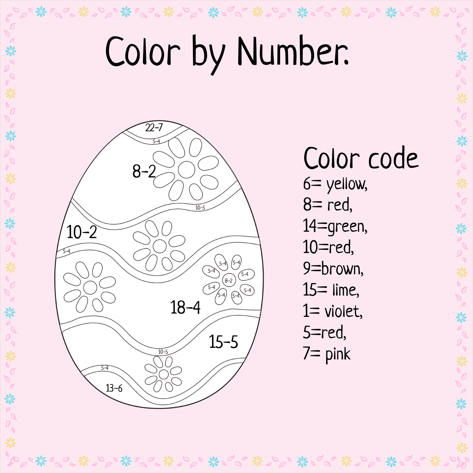 5 Free Easter Coloring Math Worksheets | Fun Printable