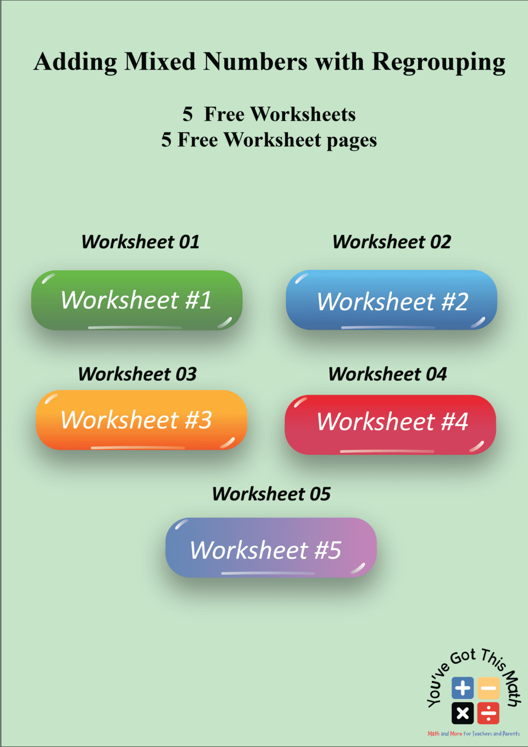 Adding Mixed Numbers With Regrouping Free Printable Worksheets
