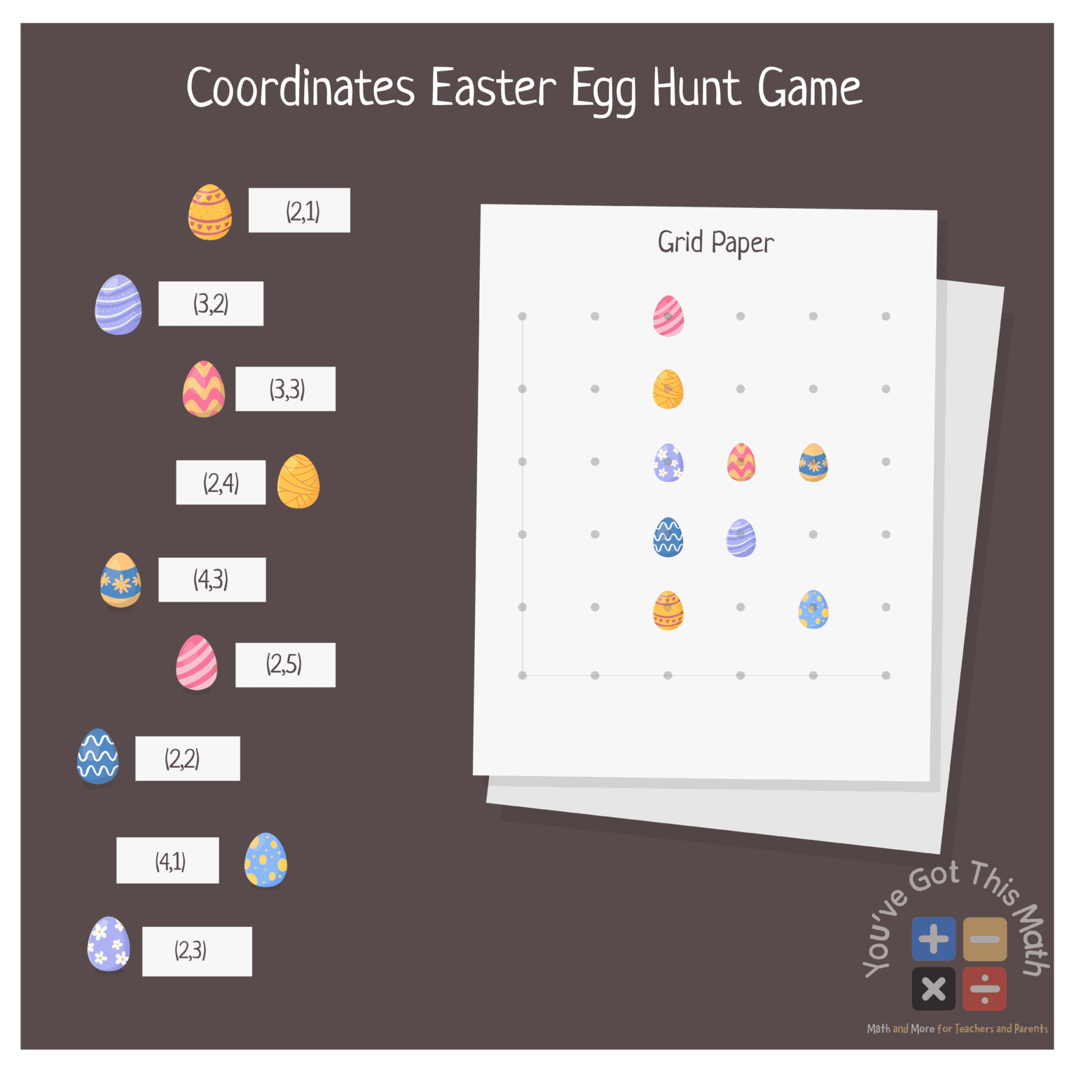 5 Free Math Easter Egg Hunt Worksheets