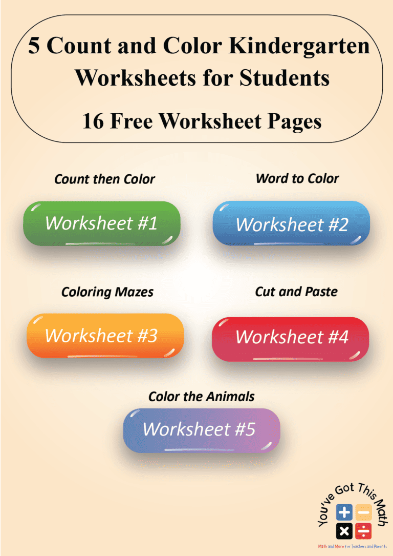 5 Free Count and Color Kindergarten Worksheets for Students