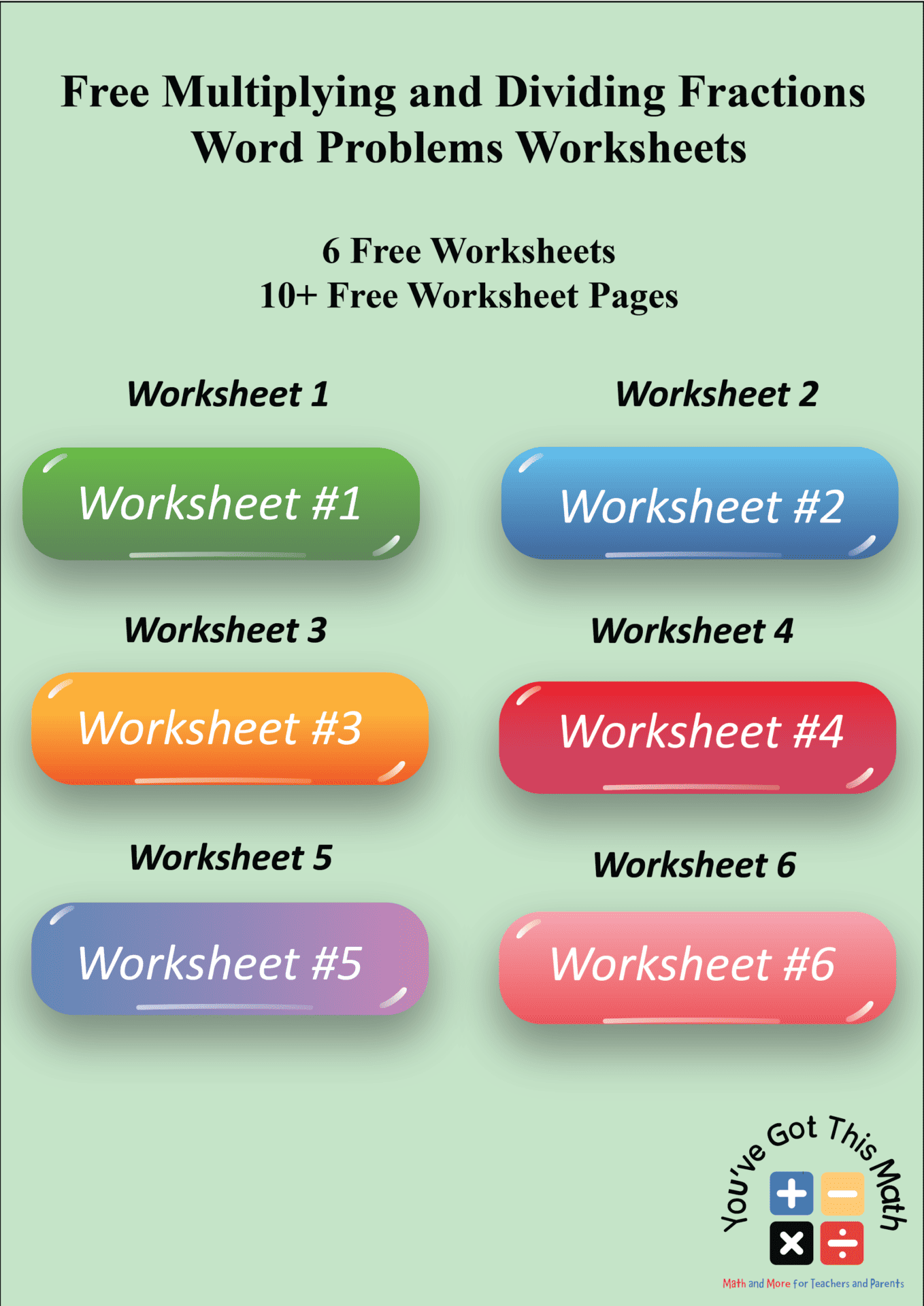 6 Free Multiplying And Dividing Fractions Word Problems Worksheets