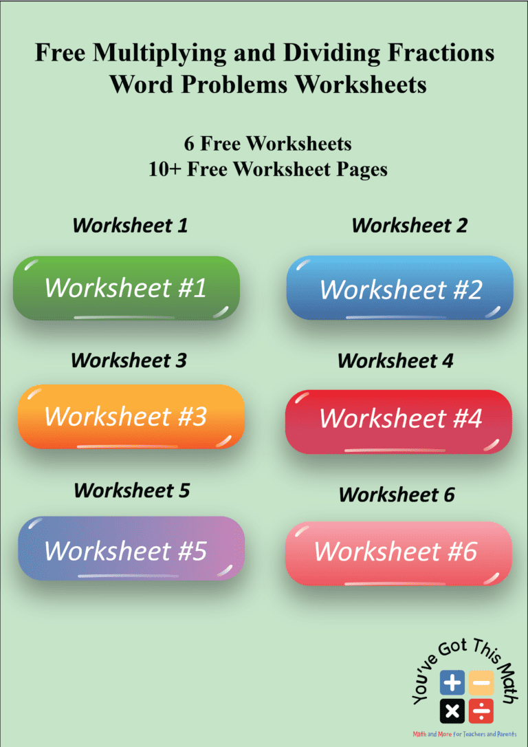 6 Free Multiplying and Dividing Fractions Word Problems Worksheets