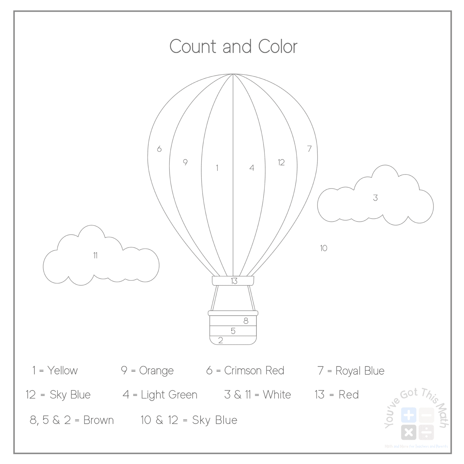 4 Fun Color by Number Hot Air Balloon Activities | Free Printable