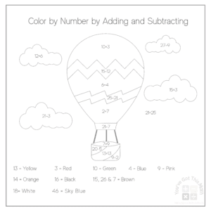 Fun Color by Number Hot Air Balloon Activities | Free Printable