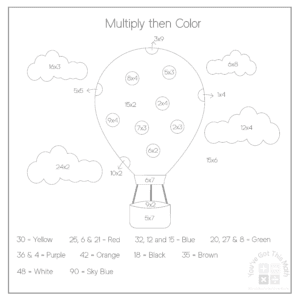 Fun Color by Number Hot Air Balloon Activities | Free Printable