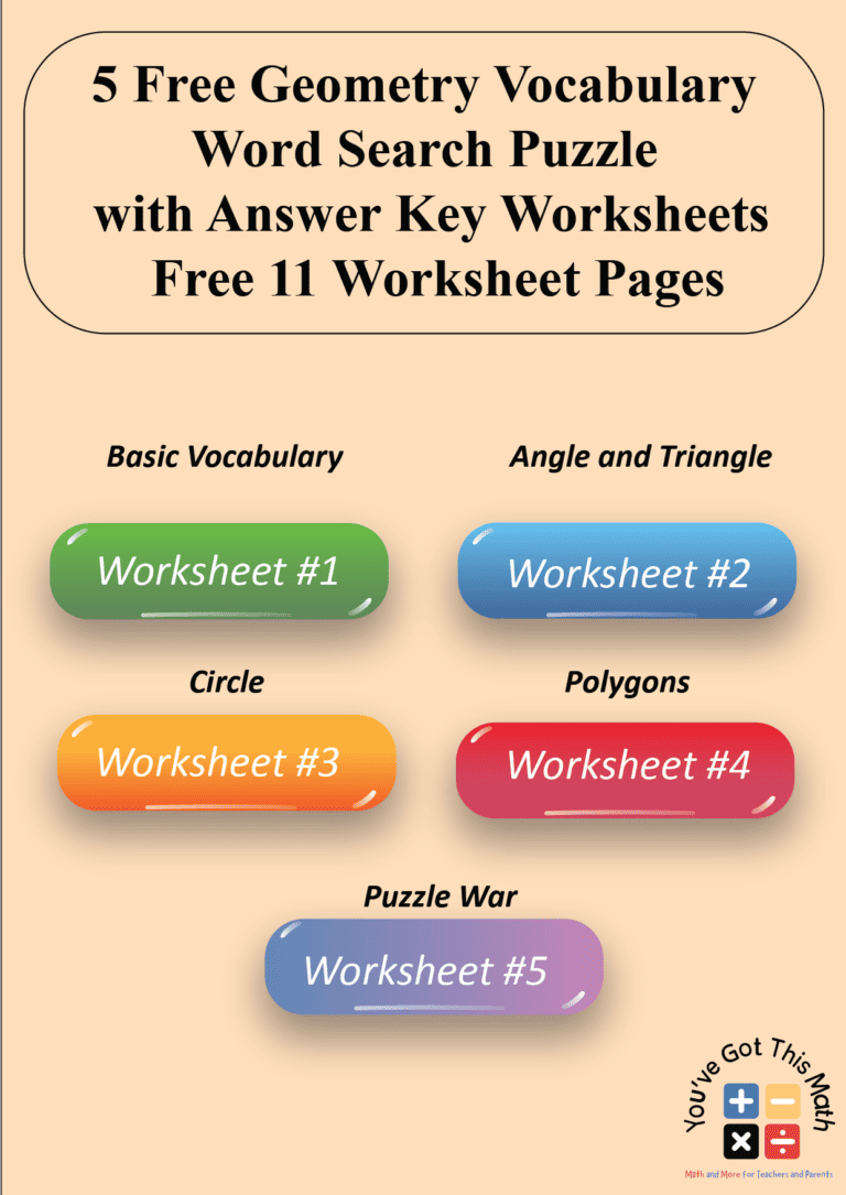 5 Free Geometry Vocabulary Word Search Puzzle with Answer Key