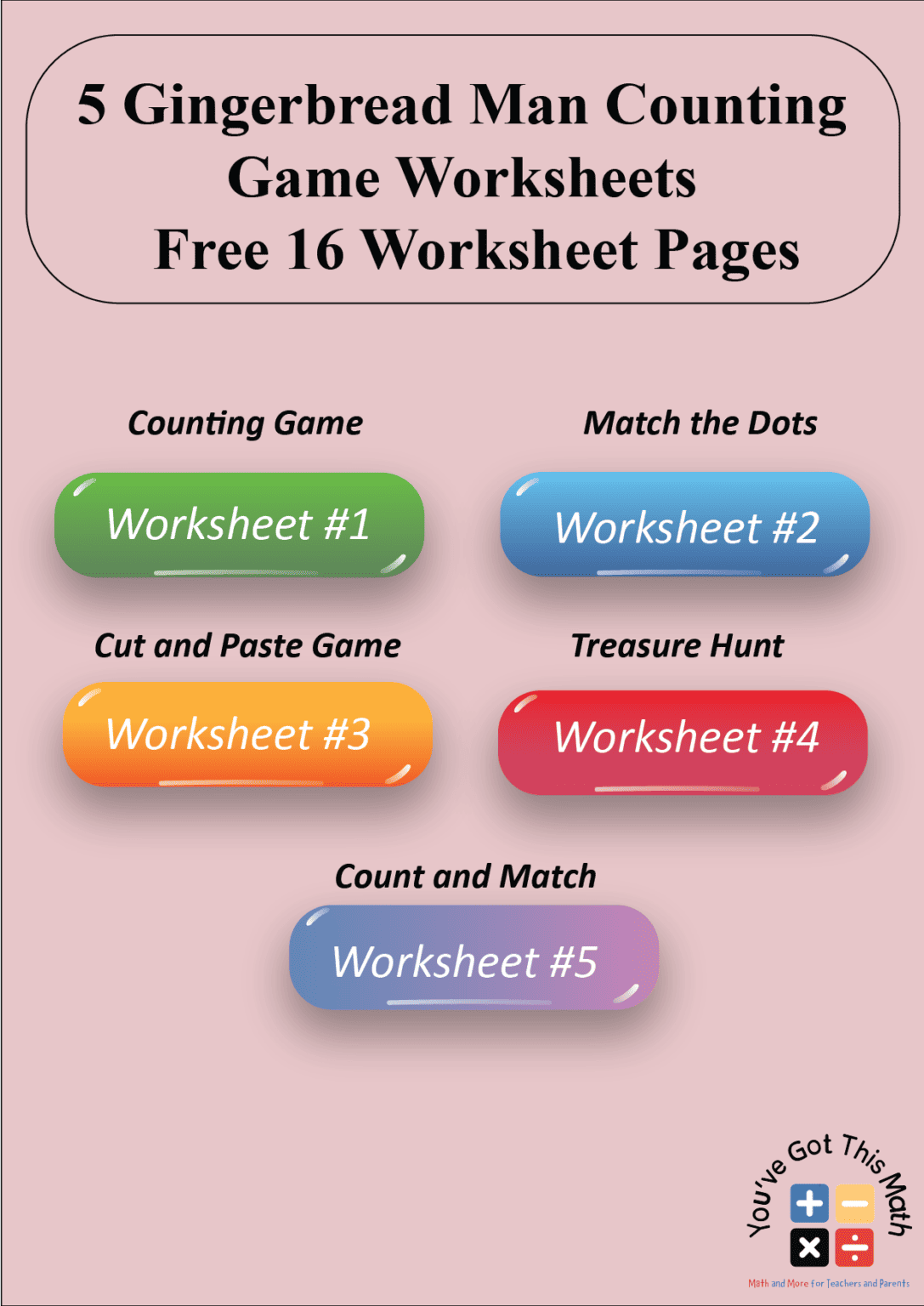 5 Worksheets on Gingerbread Man Counting Game