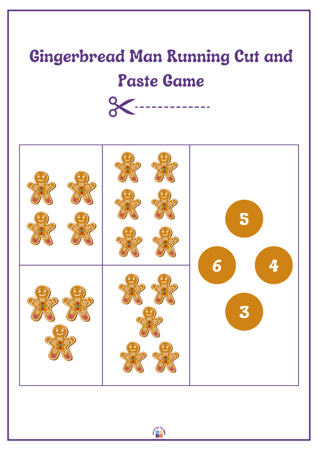 5 Worksheets on Gingerbread Man Counting Game