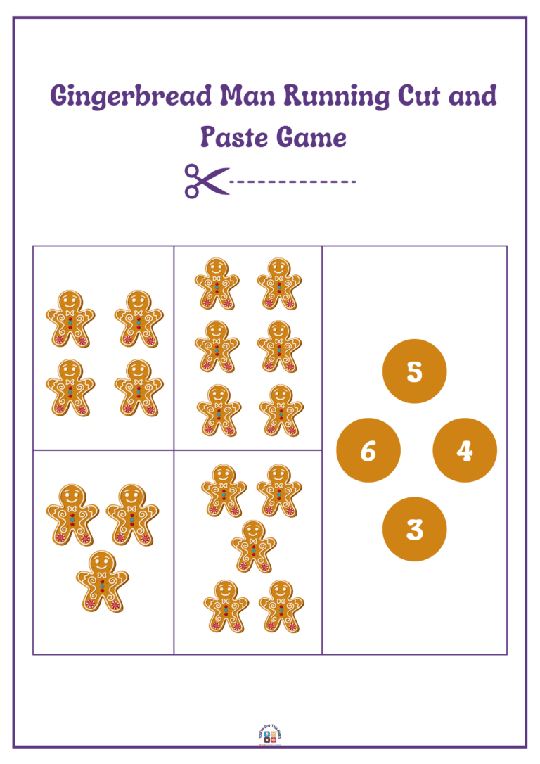 5 Worksheets on Gingerbread Man Counting Game