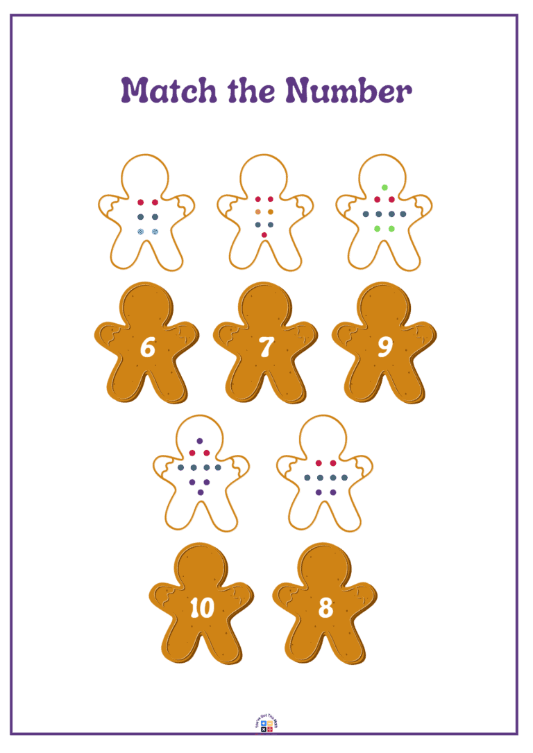 5 Worksheets on Gingerbread Man Counting Game