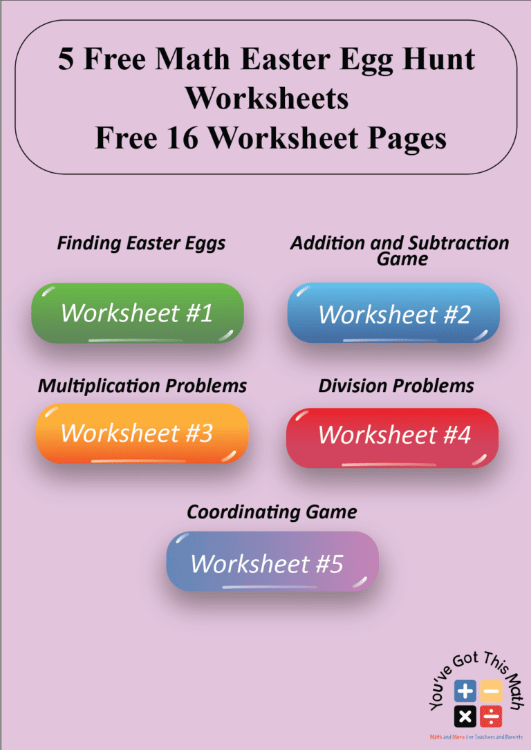 5 Free Math Easter Egg Hunt Worksheets