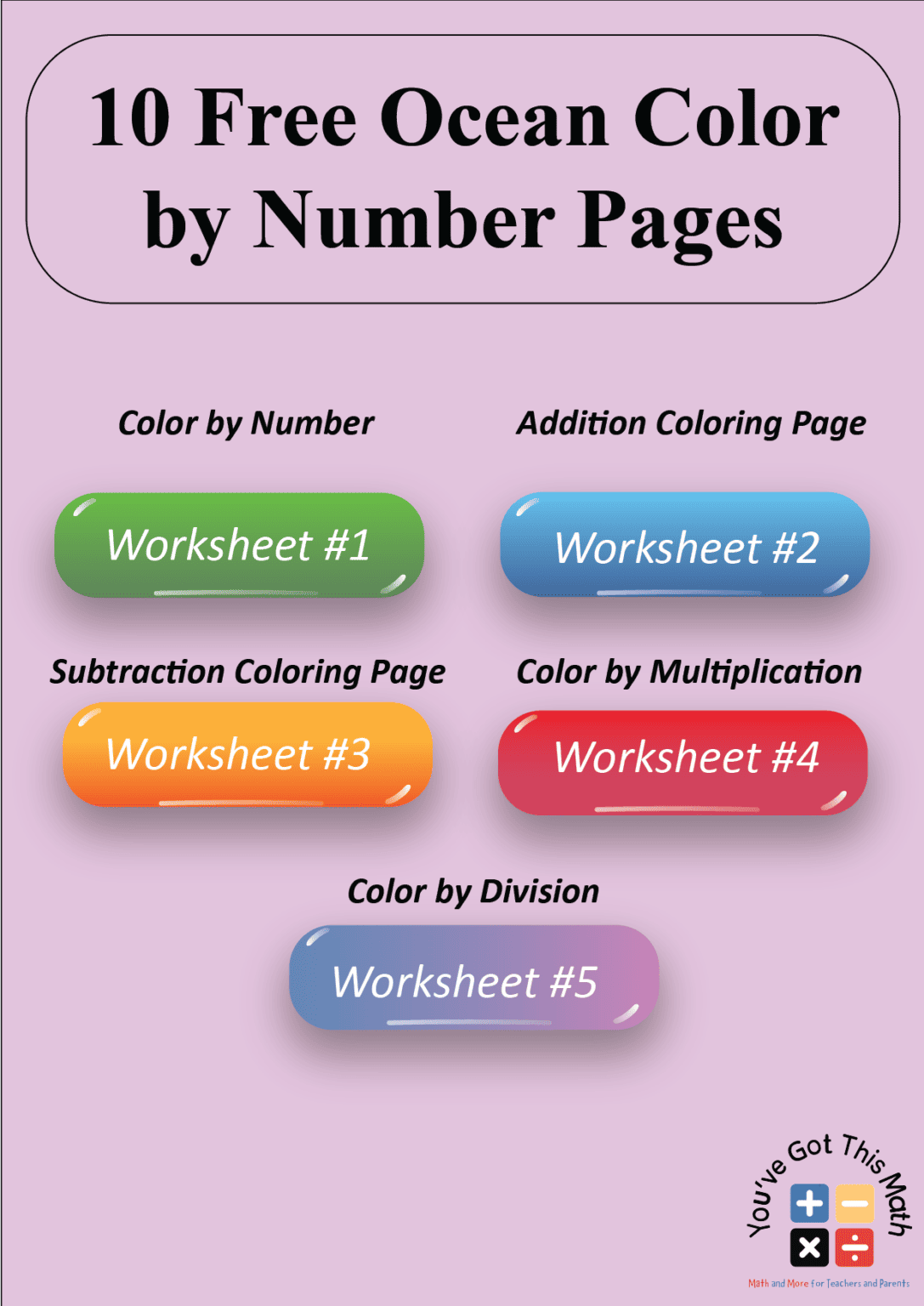 10 Free Ocean Color by Number Pages