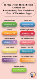11 Free Ocean Themed Math Activities for Preschoolers | Free Worksheets