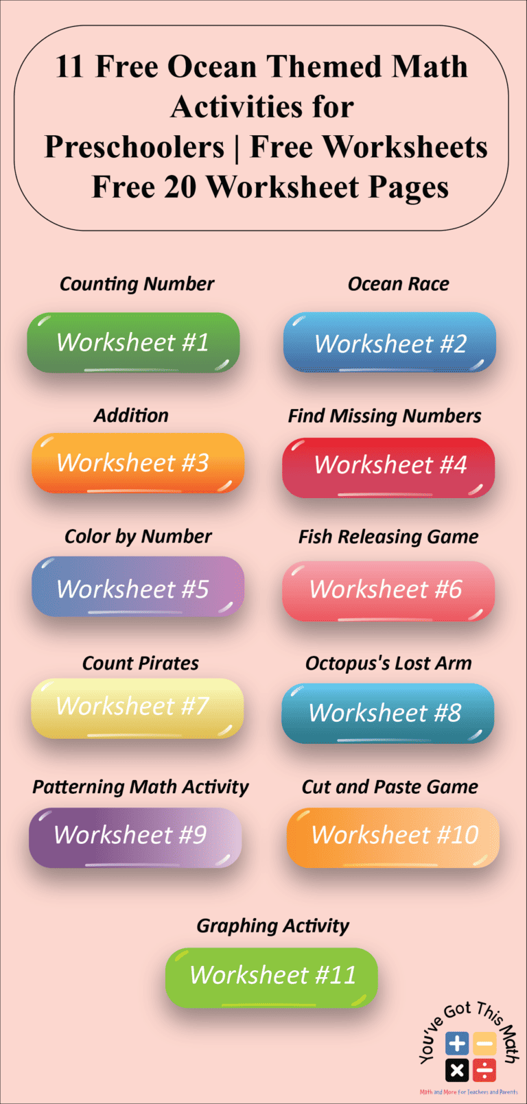 11 Free Ocean Themed Math Activities for Preschoolers | Free Worksheets