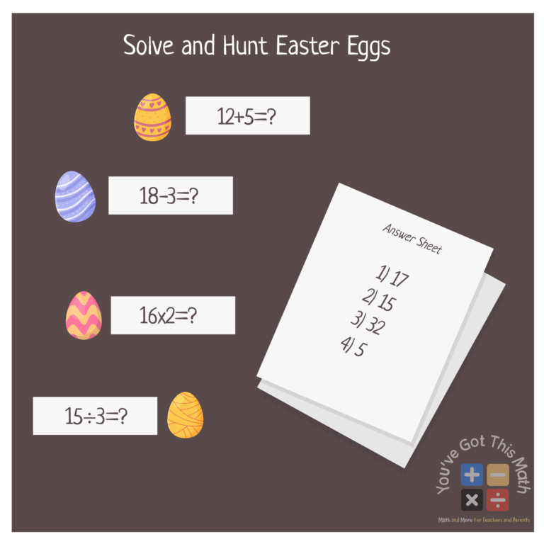 5 Free Math Easter Egg Hunt Worksheets