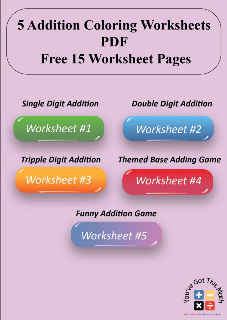 5 Free Addition Coloring Worksheets PDF Fun Activities 5 Free Addition Coloring Worksheets PDF Fun Activities