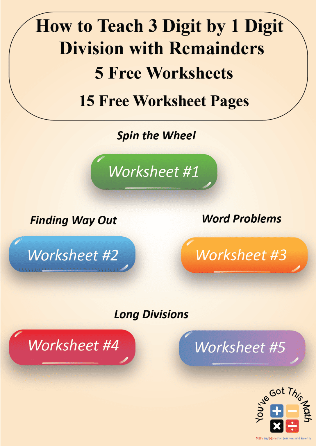 How to Teach 3 Digit by 1 Digit Division with Remainders | 6 Free Worksheet