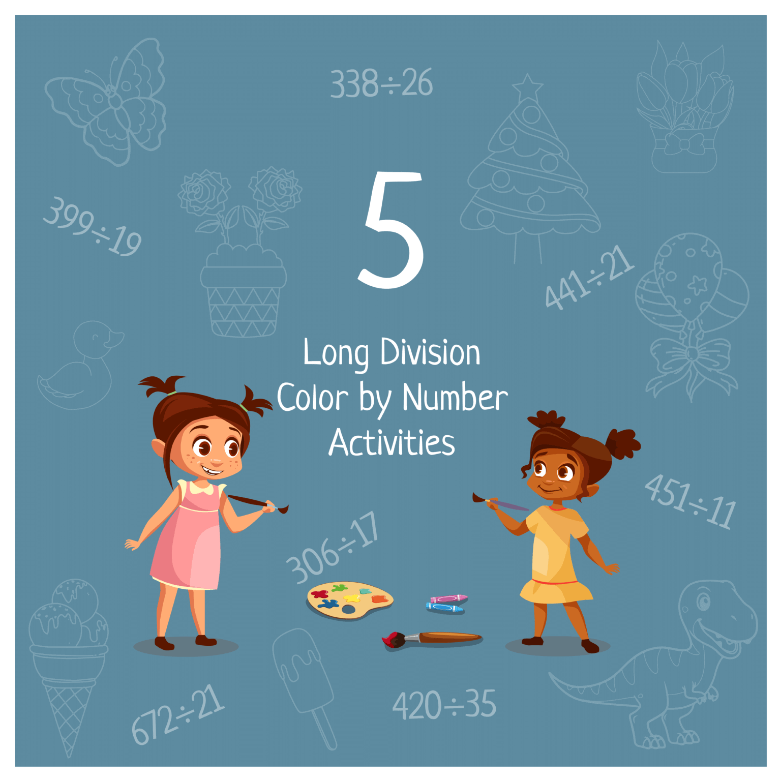 5 Free Division Coloring Worksheets | Fun Activities