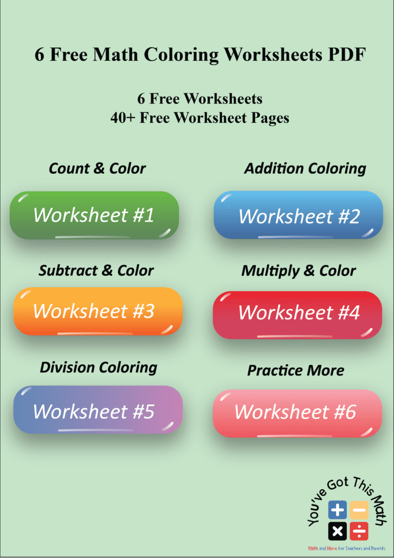 6 Free Math Coloring Worksheets PDF | Fun Printable