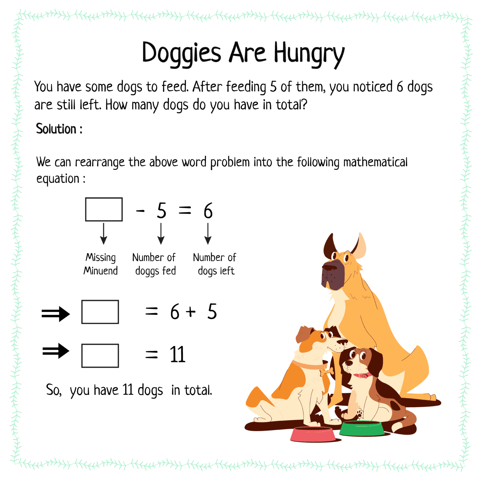 60 Missing Minuend Word Problems | 5 Free Worksheets