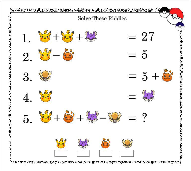 8 Exciting Pokémon Math Worksheets | 22 Free Pages