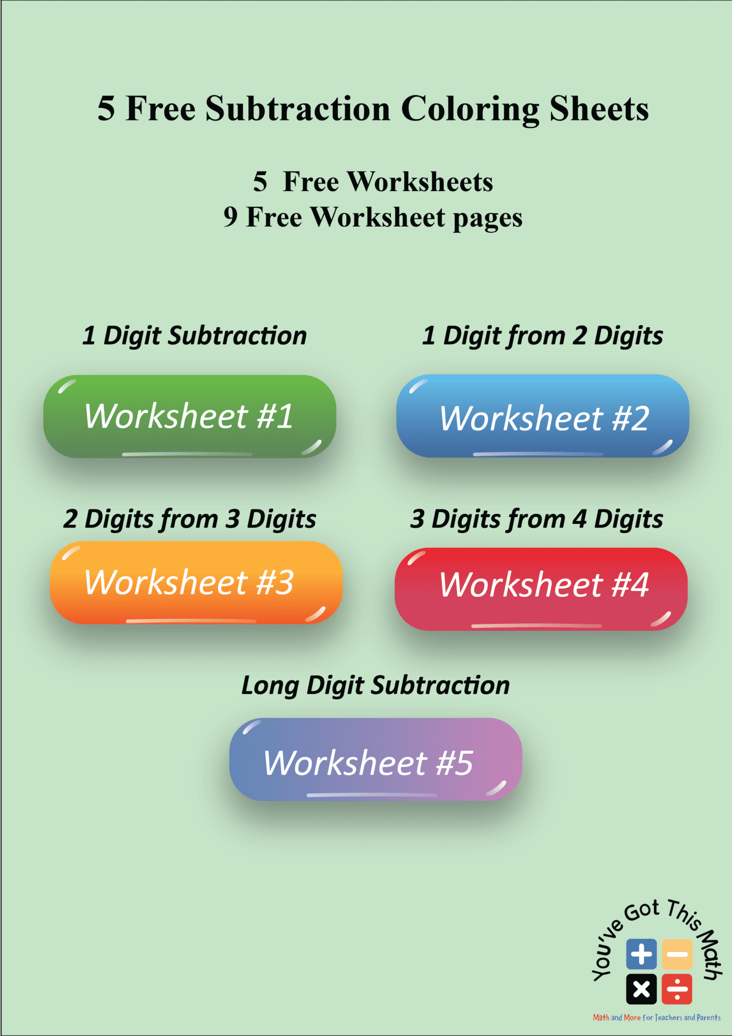 10+ Subtraction Coloring Sheets | Free Printables