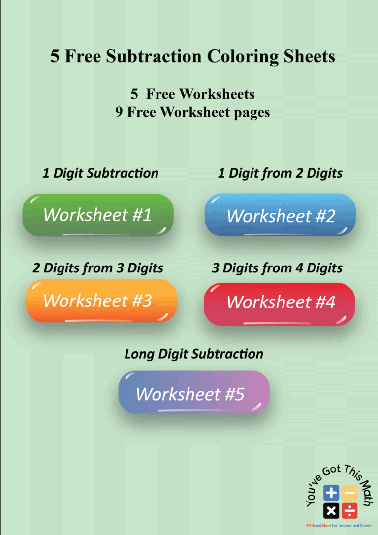 10+ Subtraction Coloring Sheets | Free Printables