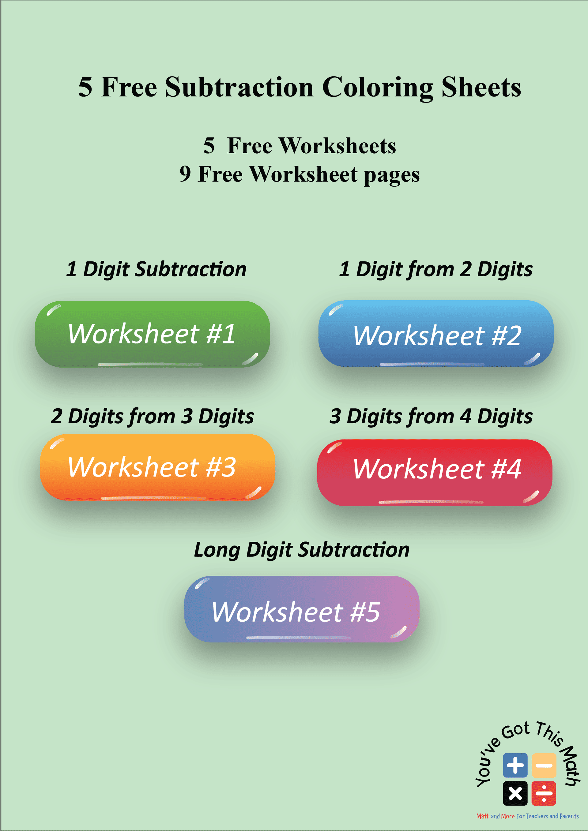 10 Subtraction Coloring Sheets Free Printables