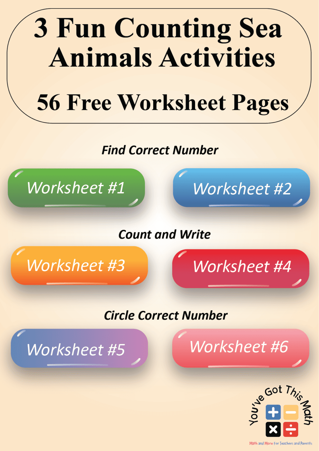 6 Free Counting Sea Animals Worksheets | Fun Activities