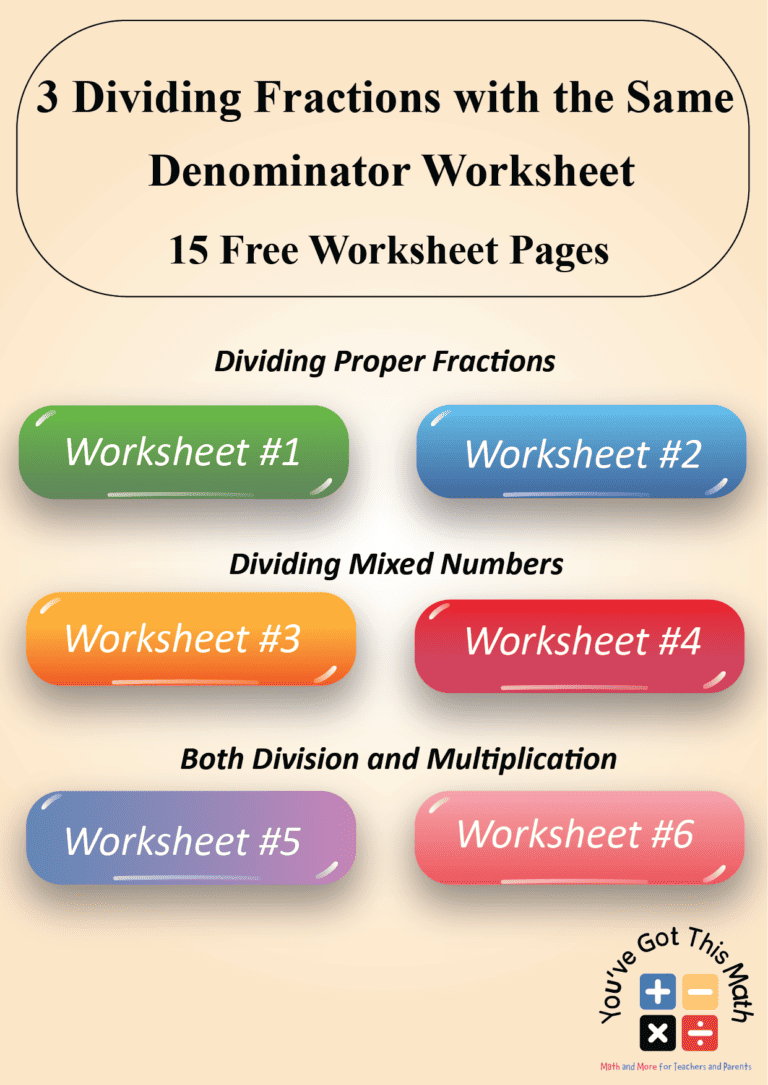 6 Free Dividing Fractions with the Same Denominator Worksheet