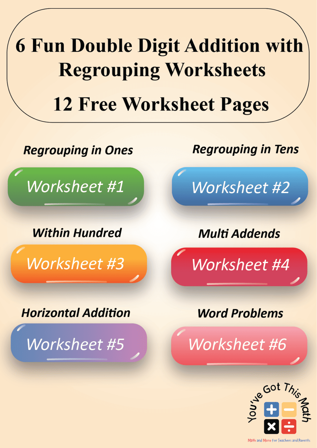 6 Double Digit Addition with Regrouping Worksheets | Free Printable