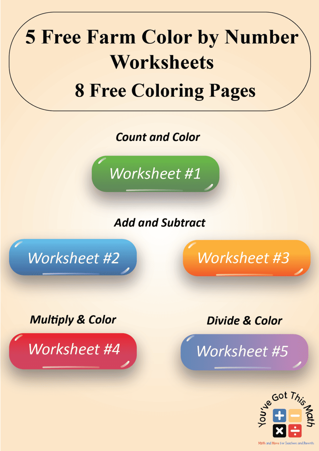 5 Free Farm Color by Number Worksheets | Fun Activities