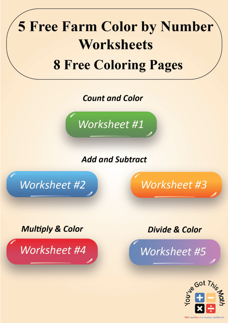 5 Free Farm Color by Number Worksheets | Fun Activities