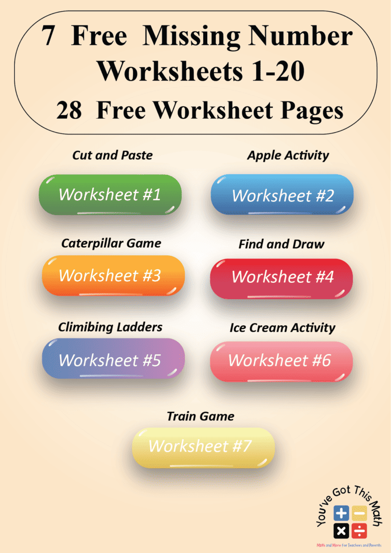 7 Free Missing Number Worksheets 1-20 | Fun Activities