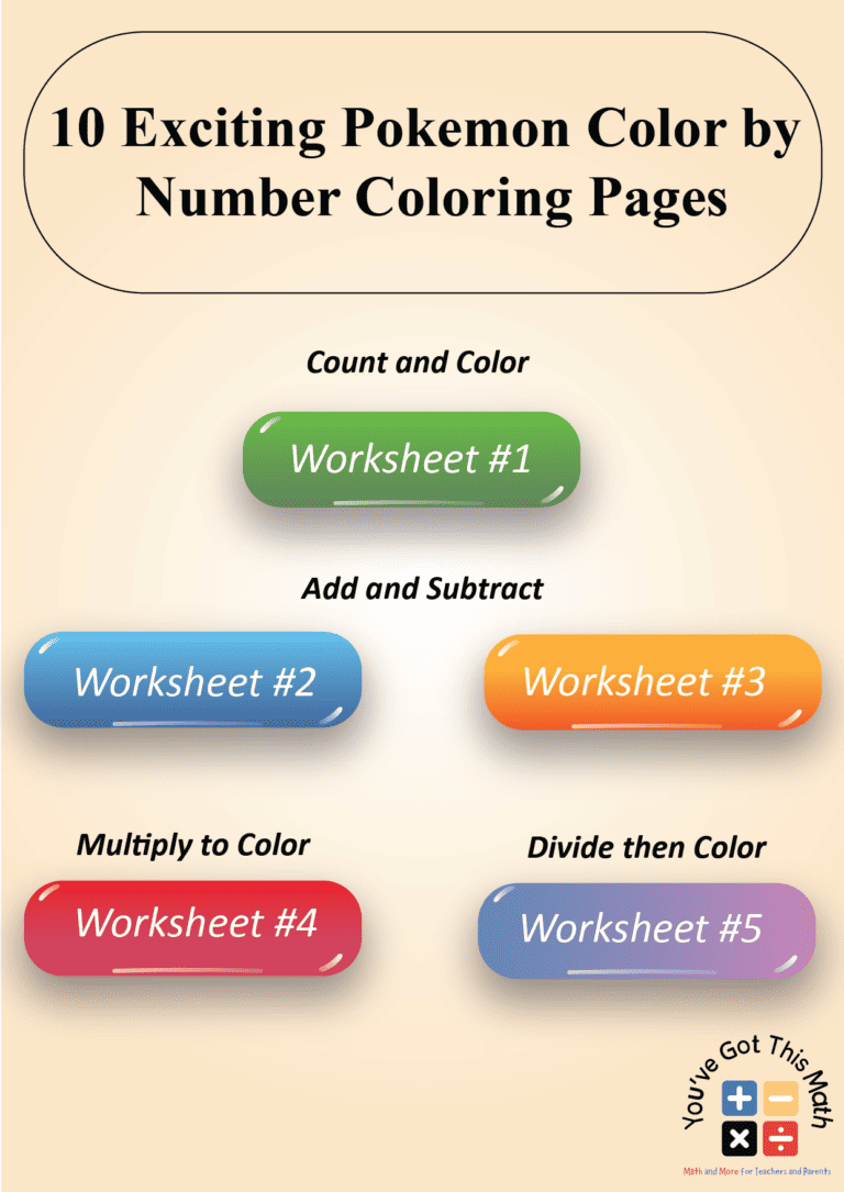 10 Exciting Pokemon Color by Number Coloring Pages | Free Printable