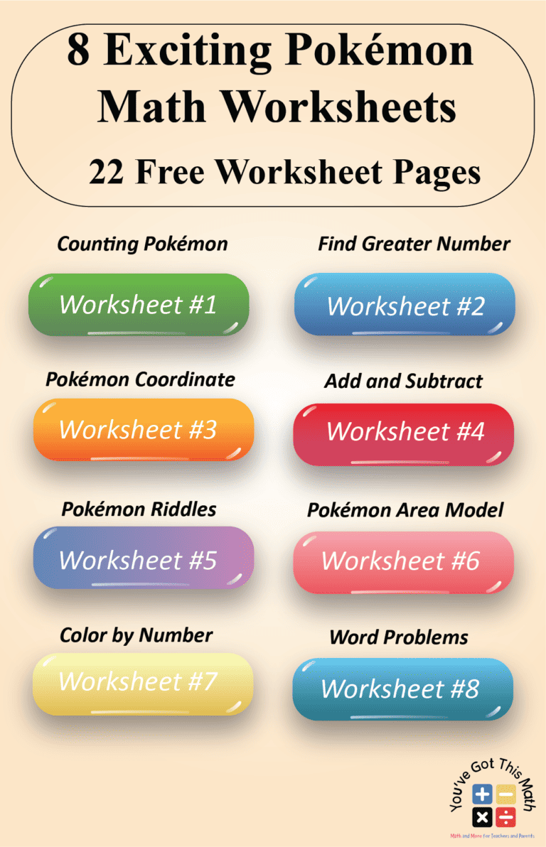 8 Exciting Pokémon Math Worksheets | 22 Free Pages