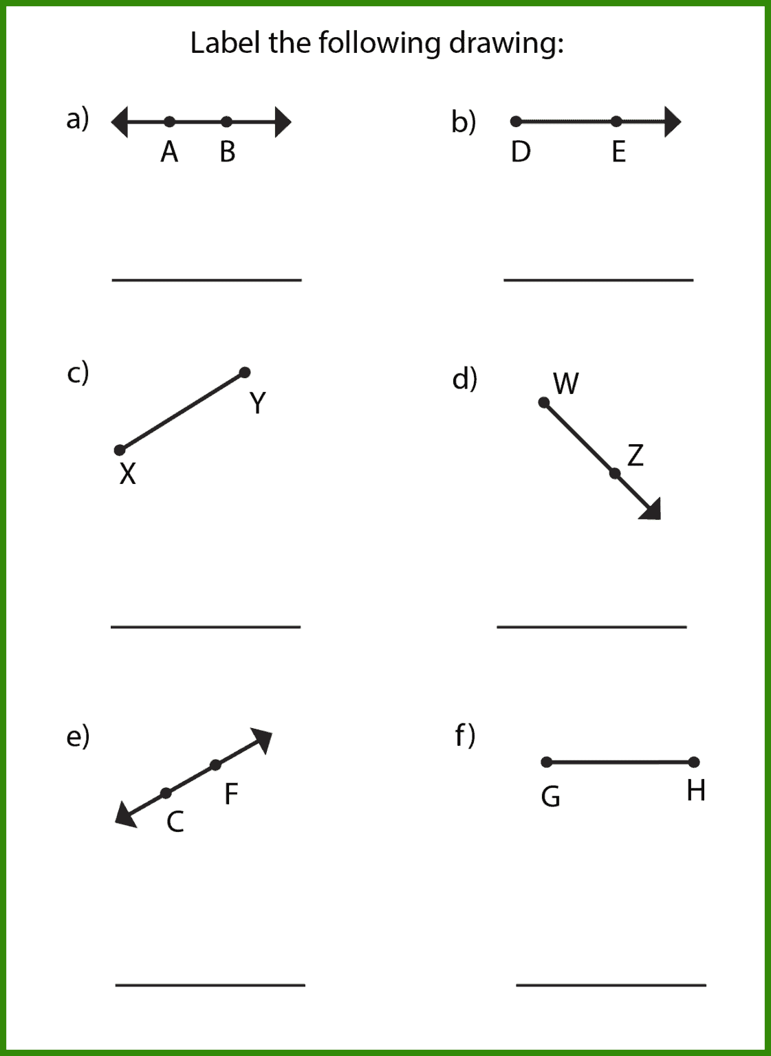 Free Lines Rays and Line Segments Worksheet | 10+ Pages