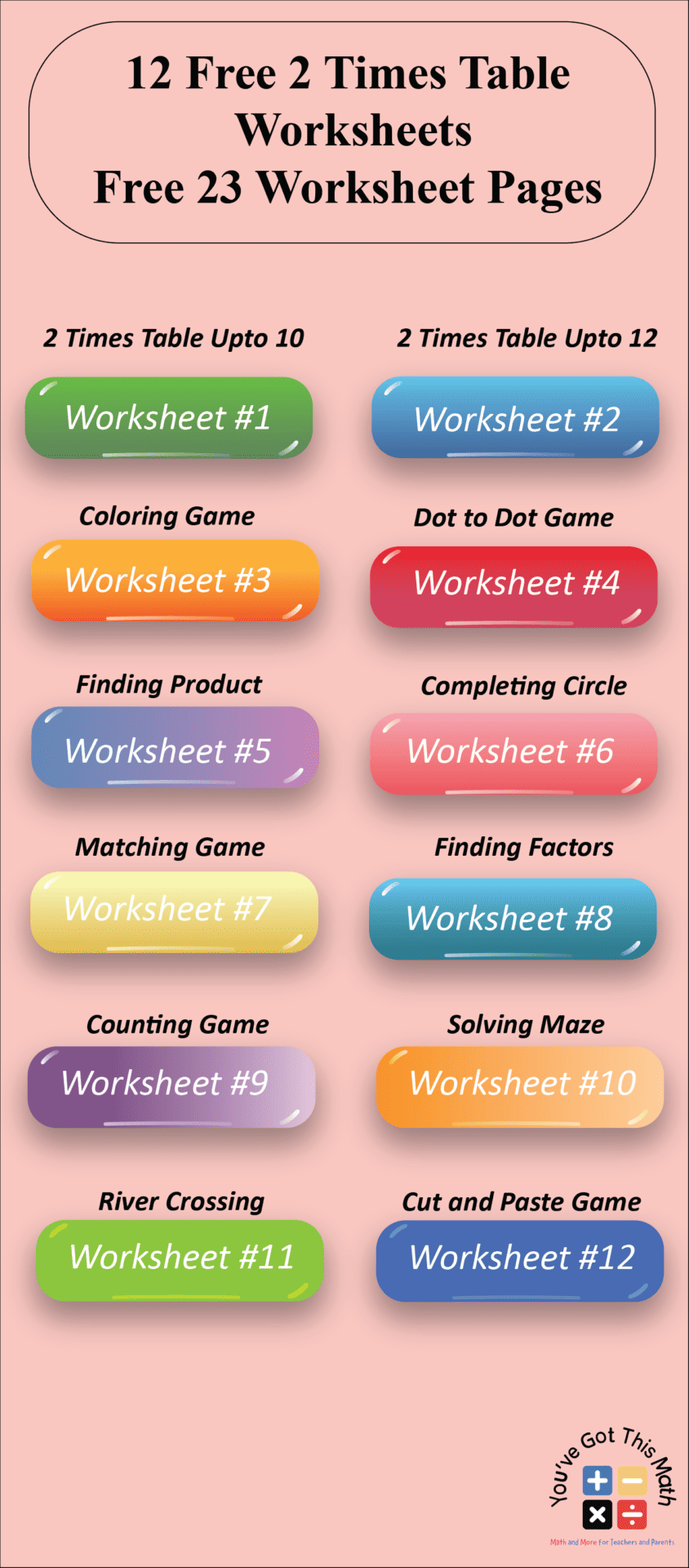 12 Free Worksheets on 2 Times Table | Fun Activities