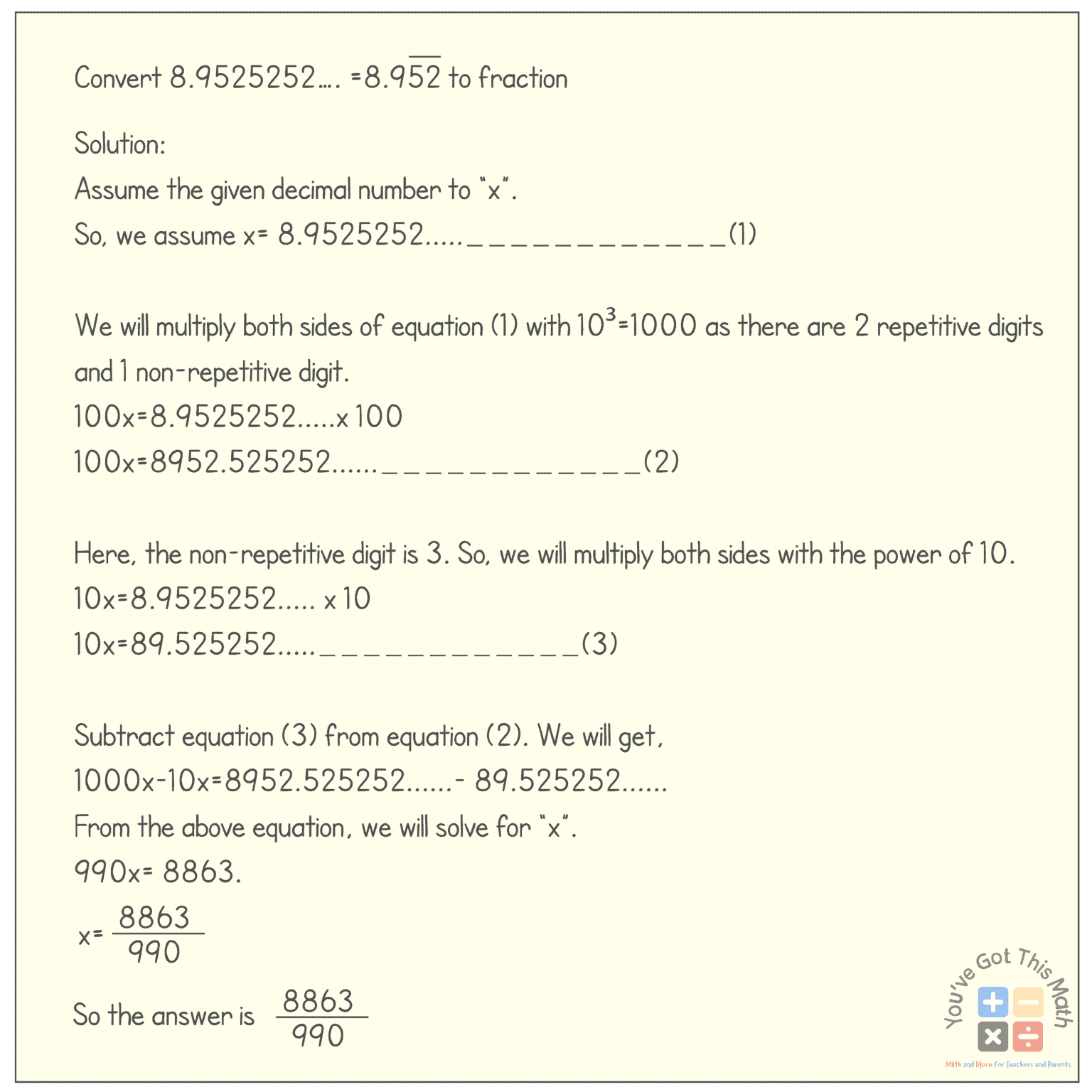 15+ Free Converting Repeating Decimals to Fractions Worksheet Pages