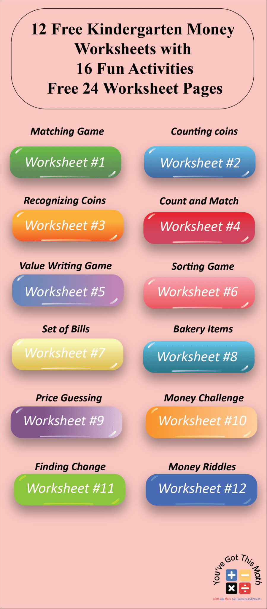12 Free Kindergarten Money Worksheets | Fun Activities