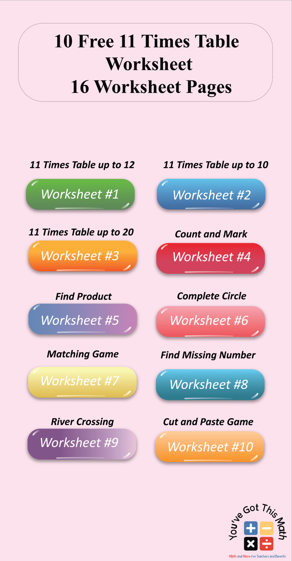 10 Free 11 Times Table Worksheet | Fun Learning