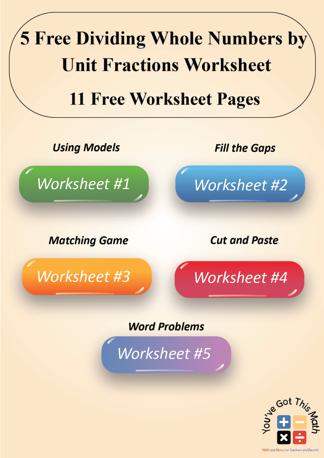10 Free Dividing Whole Numbers by Unit Fractions Worksheet