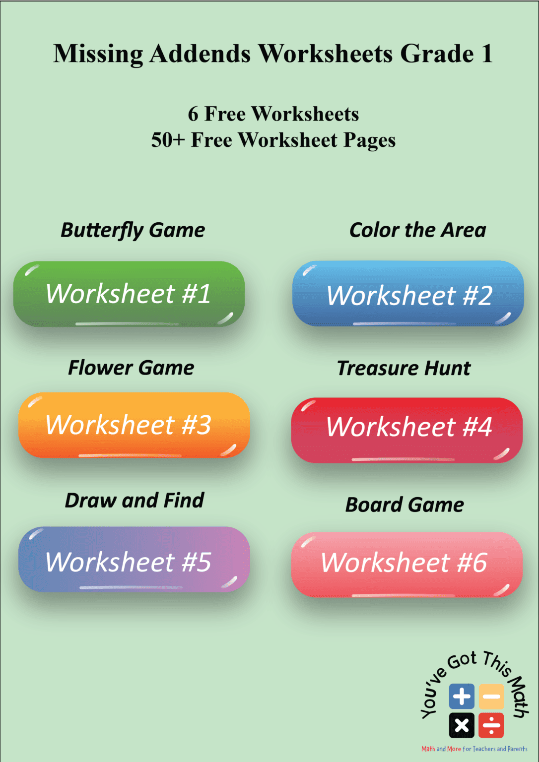 Missing Addends Worksheets Grade 1 | Free Printable