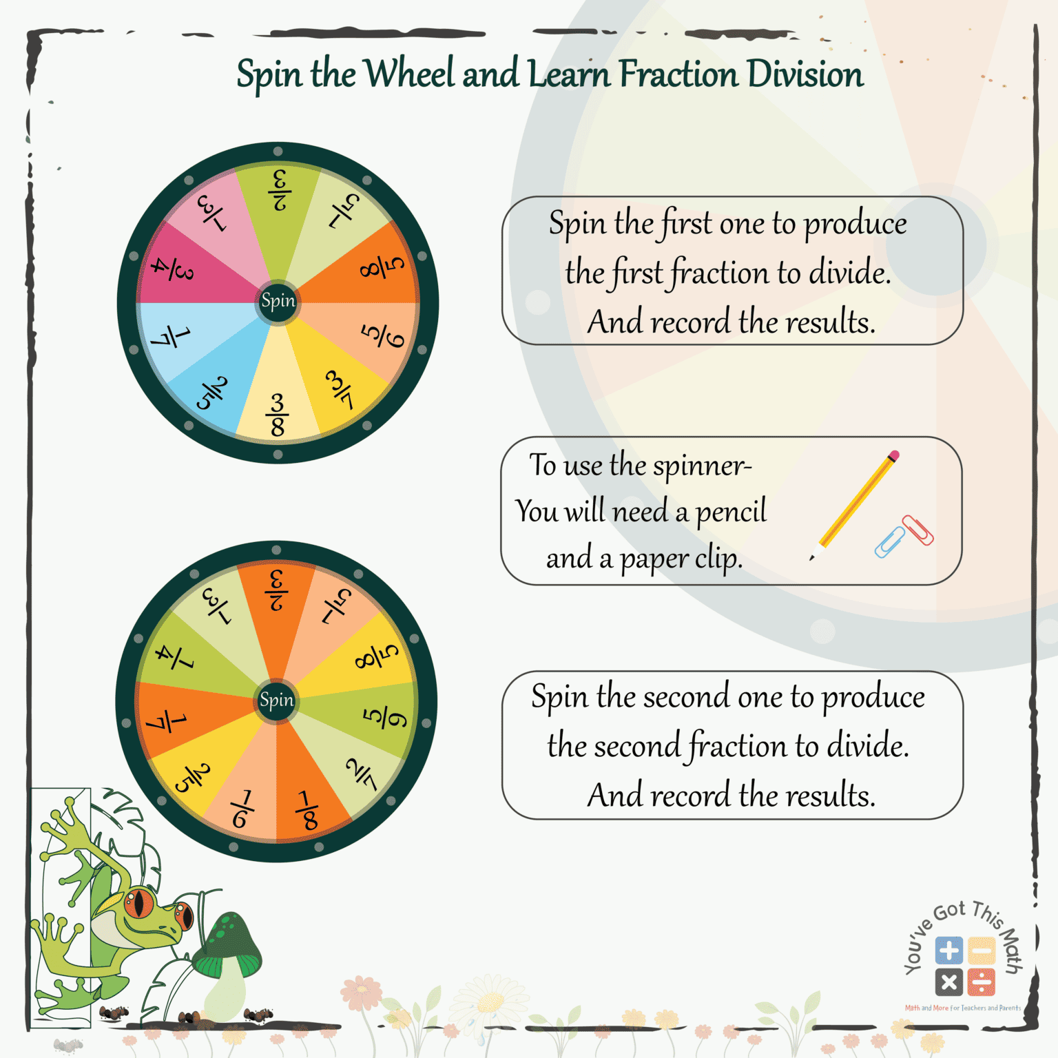 12 Fun Exciting Dividing Fractions Activity | Free Worksheets