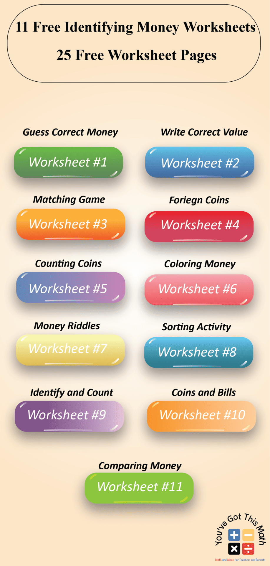 11 Free Identifying Money Worksheets | Fun Activities